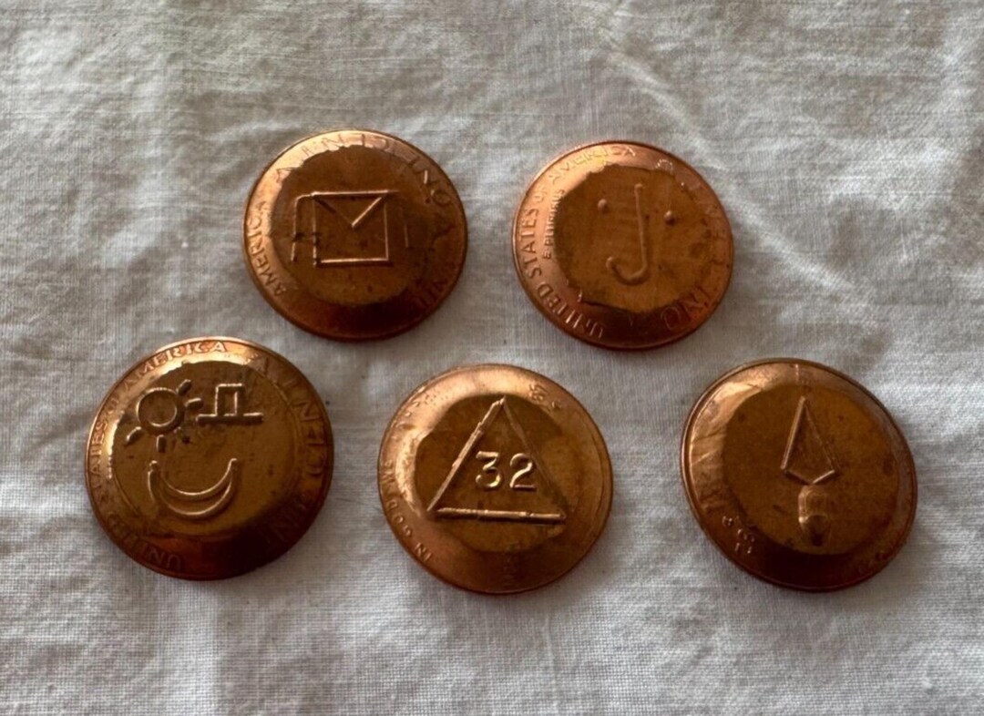 Lot 5 Vintage Masonic Coin Tokens Made of Unused Copper 5/8" - Etsy
