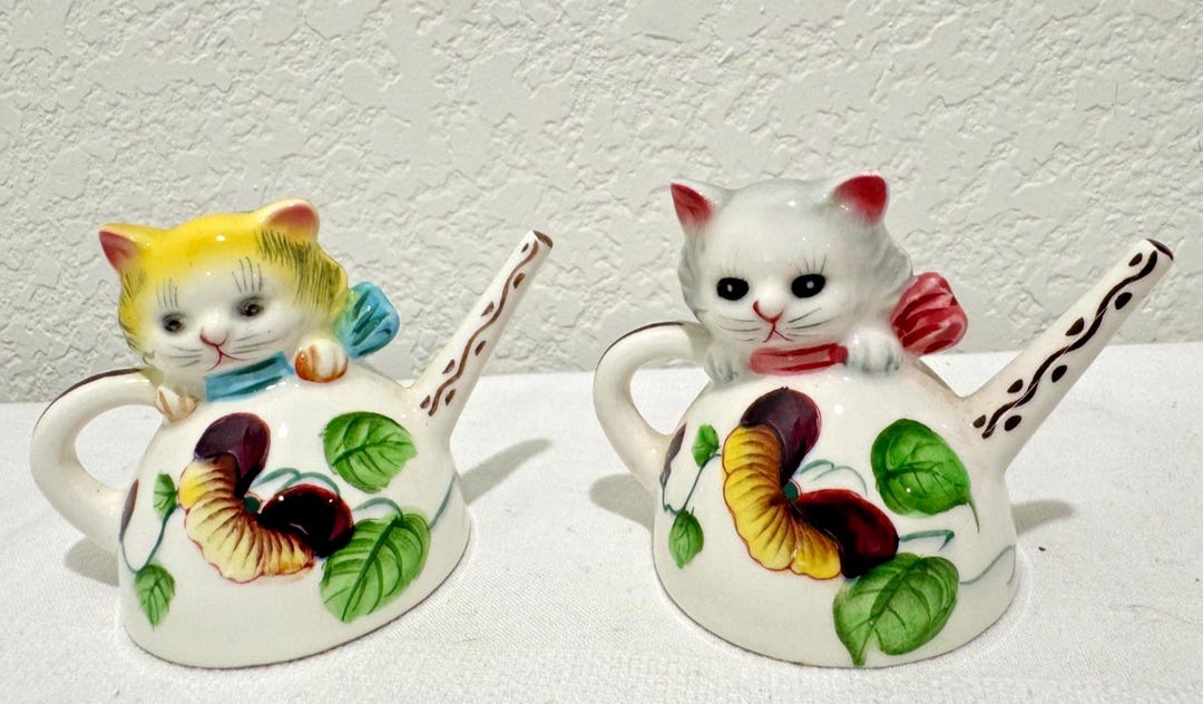 Vtg Norcrest PY Kittens Cats Salt Pepper Shakers Ceramic 1950s Kitsch ...
