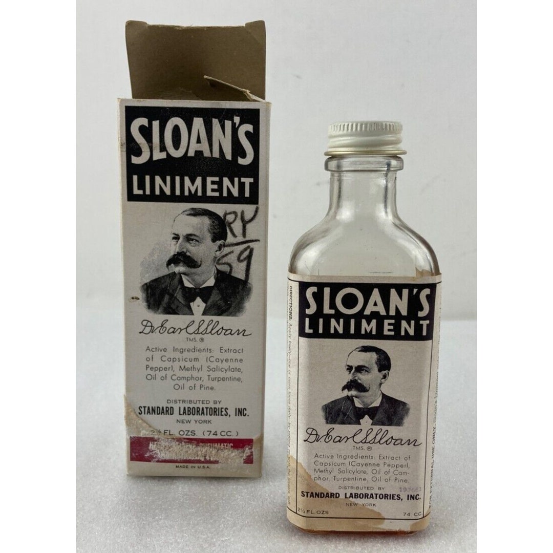 Vintage Sloans Embossed Bottle Liniment With Original Paper Label and ...