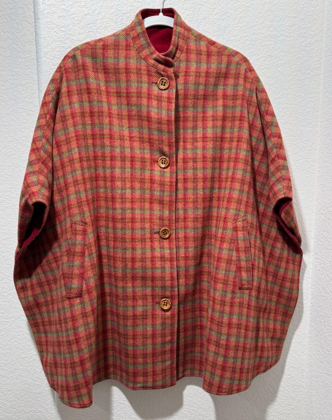 Vtg 60s Gordon Ford Plaid Wool Velvet Reversible Cape Poncho Womens ...