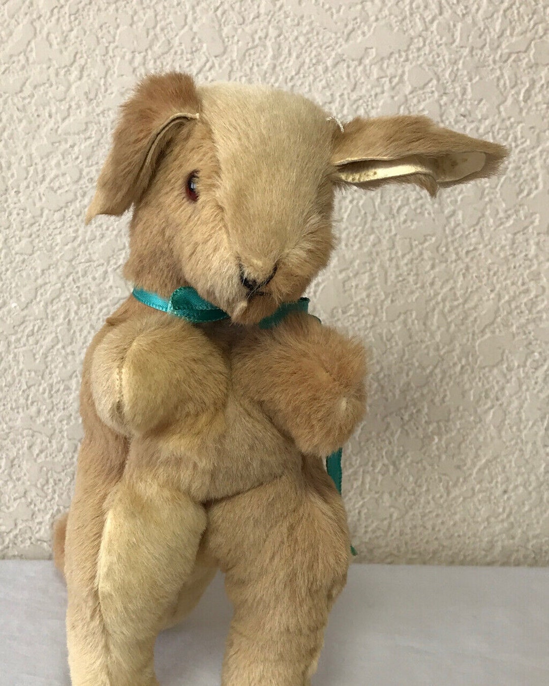 Vintage Standing Rabbit Real Fur Plush Stuffed Animal 10" Realistic ...