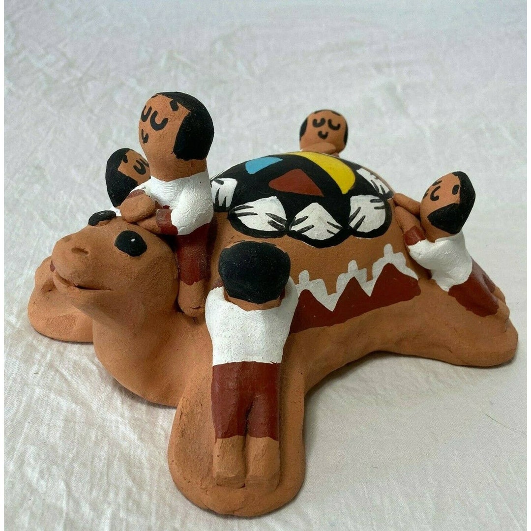Pueblo Indian Clay Storyteller Pottery Turtle Signed RAMIY Large Heavy ...
