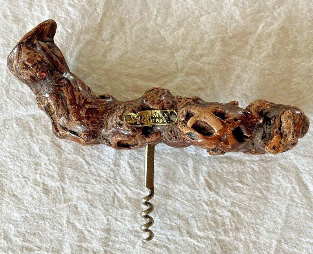 French Burl Wood Corkscrew Laurent Siret Wine Bottle Opener Louis Max ...