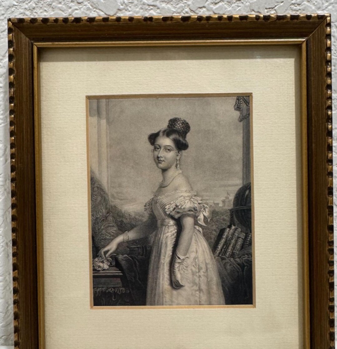 Antique Lithograph 1800s Young Queen Victoria Age 18 Fisher & Son ...
