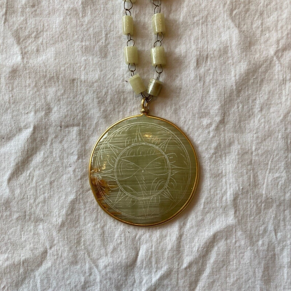 Aztec Mayan Medallion Pendant Necklace Stone Beaded Onyx - Etsy