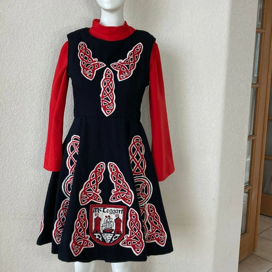 Mcteggart Irish Step Dance Dress Black Costume Embroidered 31 Bust - Etsy
