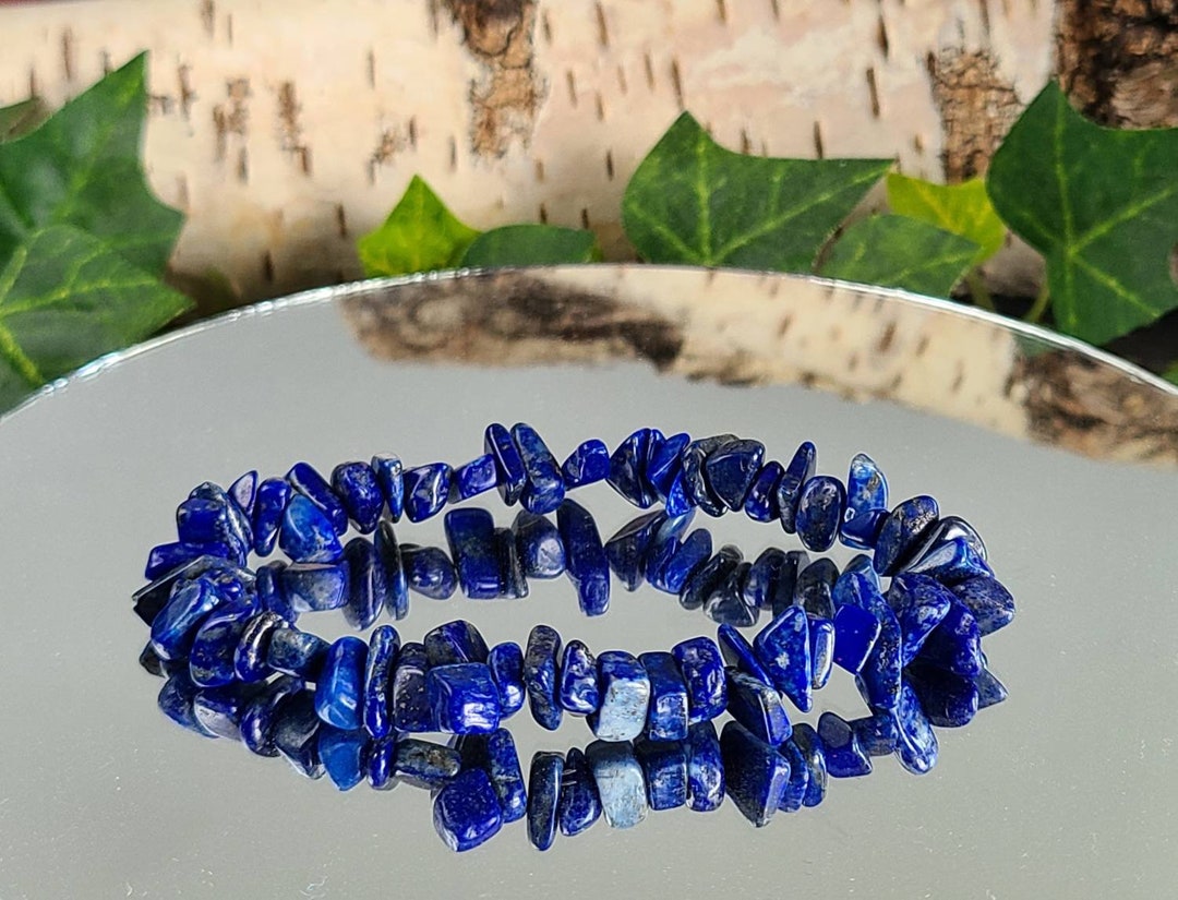 Lapis Lazuli Chip Bead Stretch Gemstone Bracelet 7 Inch - Etsy