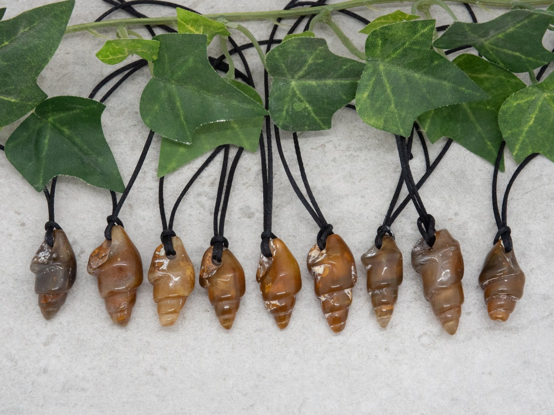 Turritella Shell Agate Pendant Necklaces Cord of Your Choice - Etsy