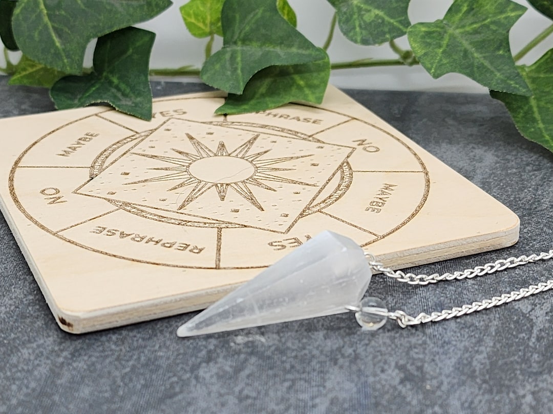 Selenite/ Satin Spar Pendulum and Boards for Dowsing and Divination - Etsy