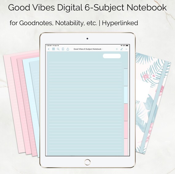 Good Vibes Digital 6 Subject Notebook Digital Lined - Etsy