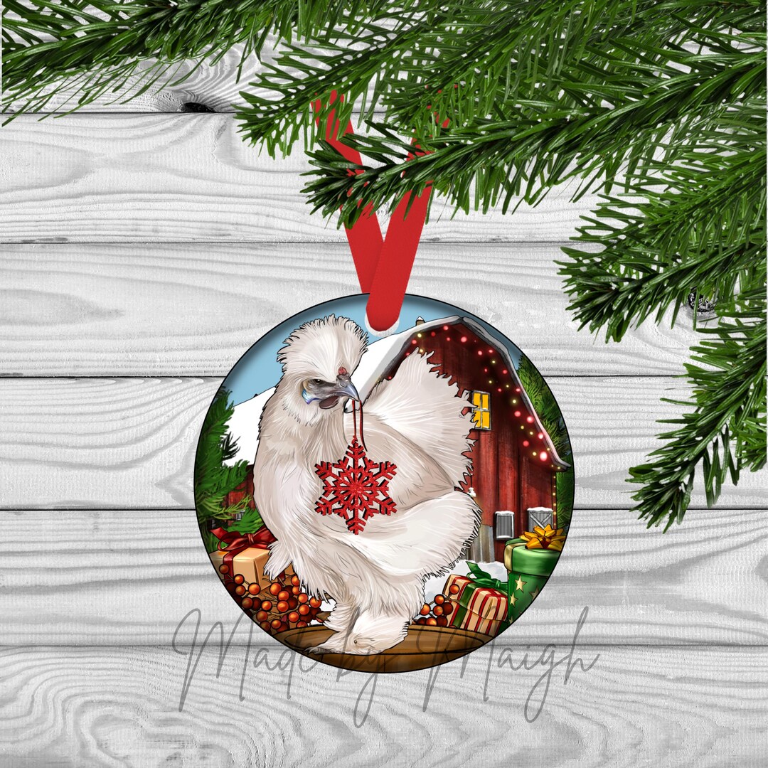 Christmas Silkie Chicken Round Christmas Ornament - Etsy