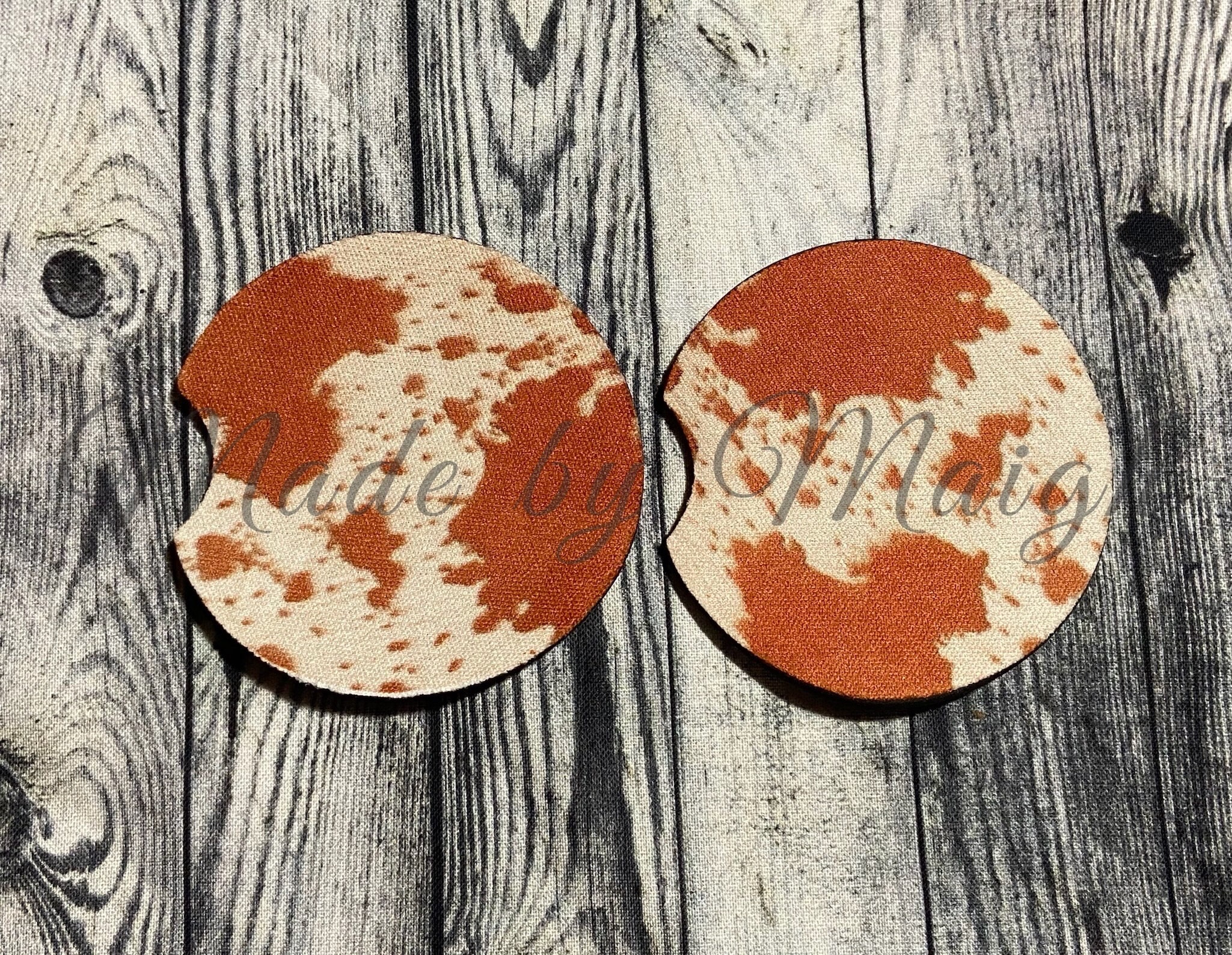 New Cow Print and Cowhide Car Coaster Sets - Etsy