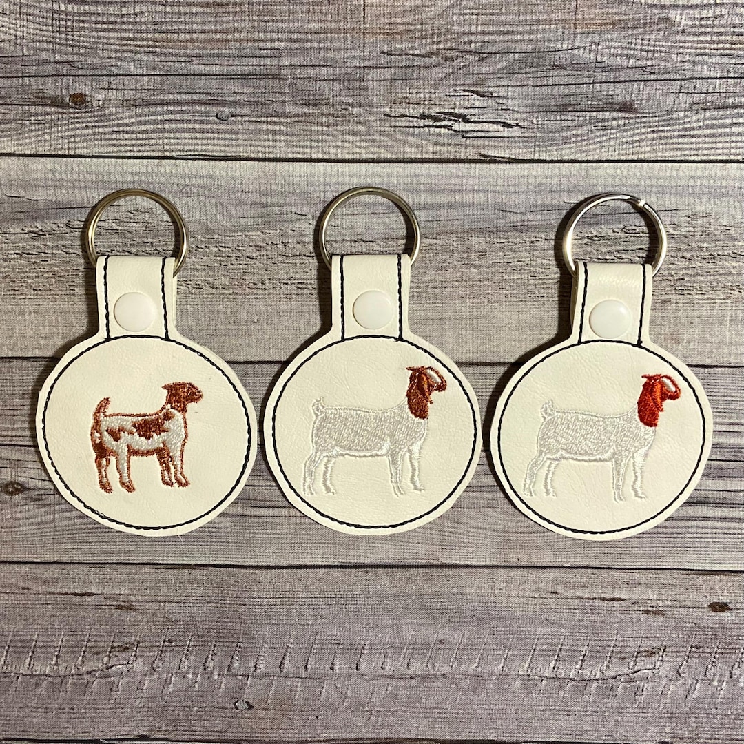 Red Dapple Boer Goat, Traditional Boer Goat, Goat Embroidered Key Chain ...