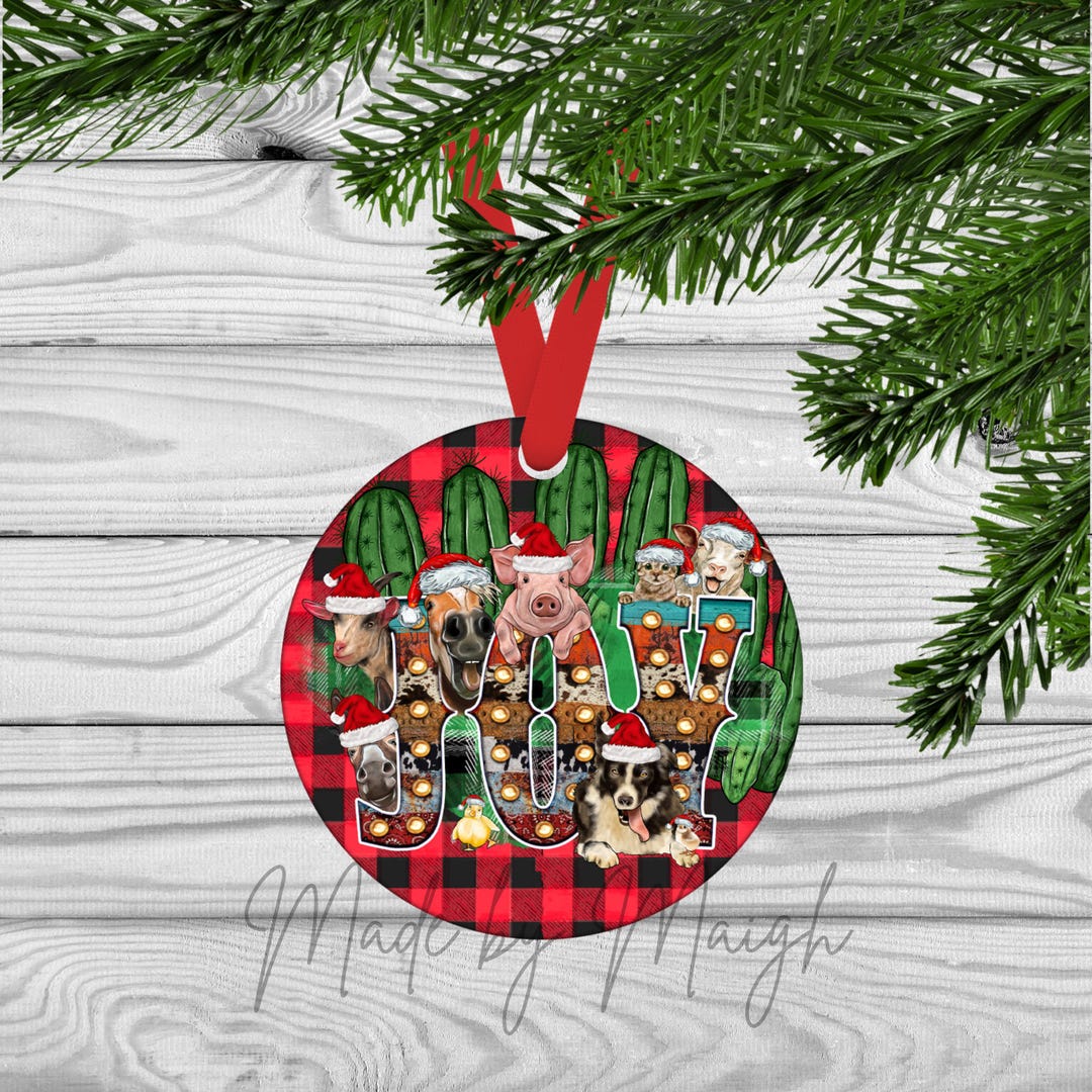 Christmas Farm Joy Round Christmas Ornament - Etsy