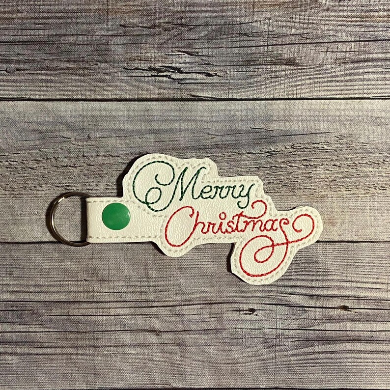 Merry Christmas Embroidered Key Chain / Key Fob - Etsy