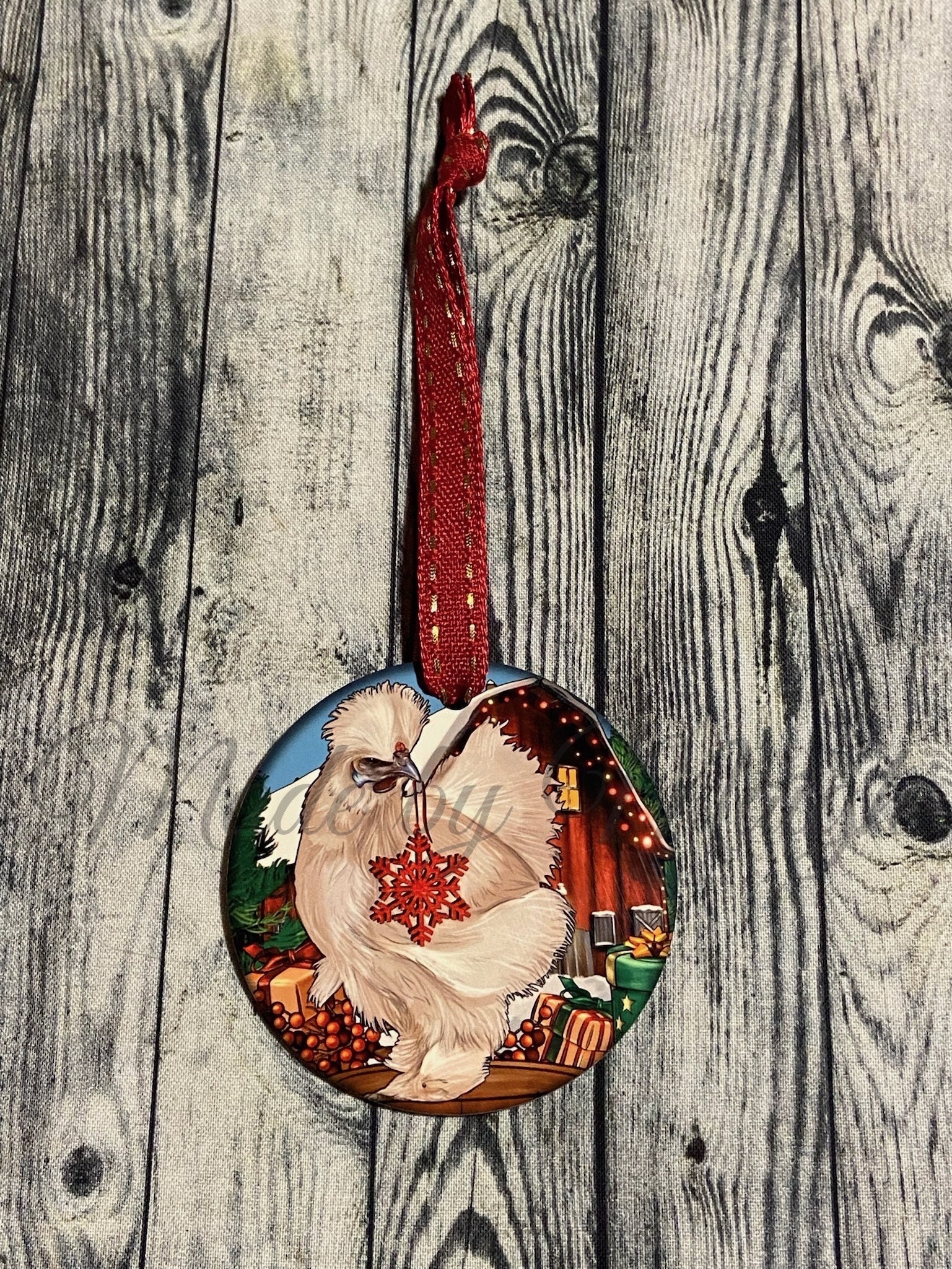 Christmas Silkie Chicken Round Christmas Ornament - Etsy