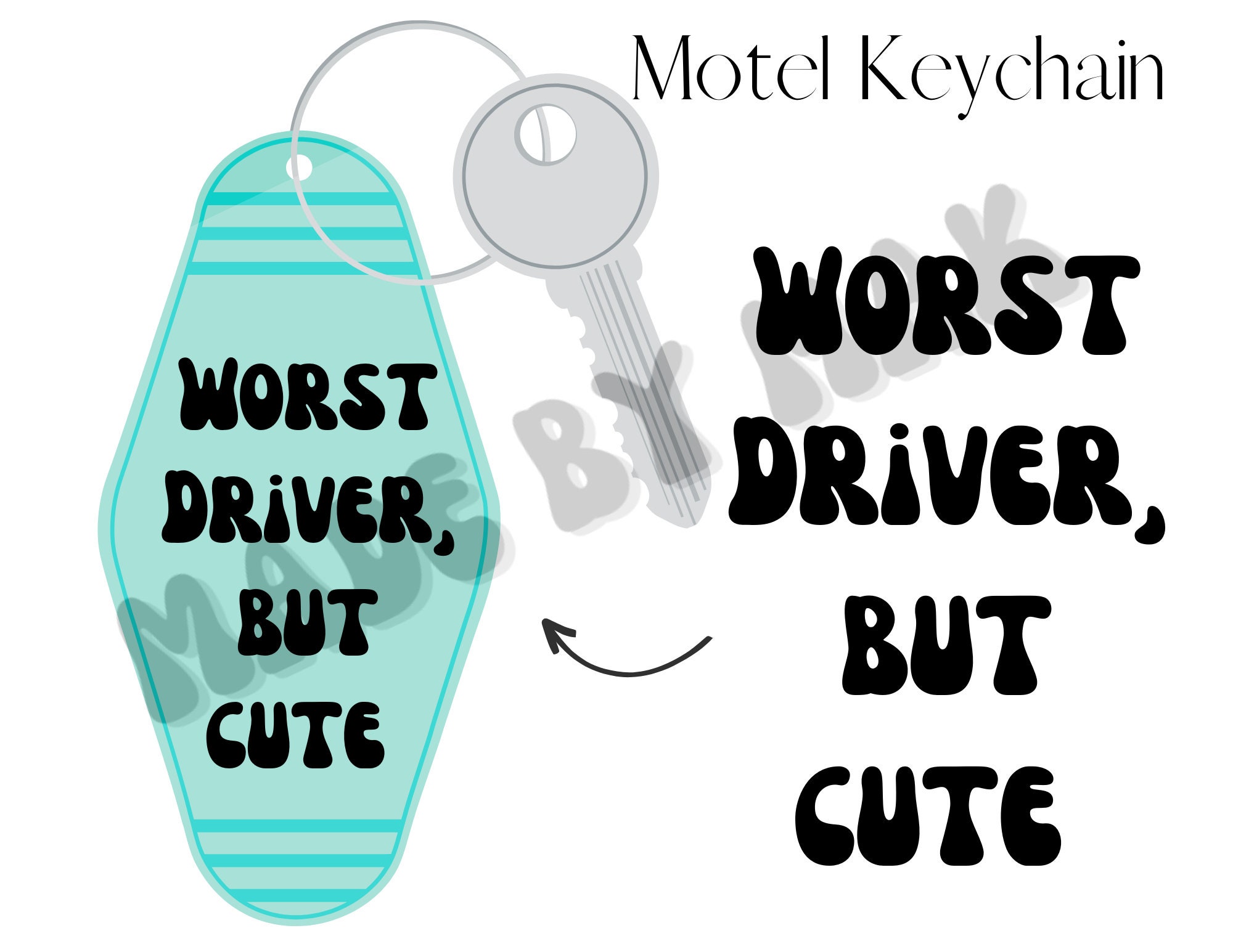 Motel Keychain SVG PNG - Worst Driver, but Cute Retro Hotel Keyring ...