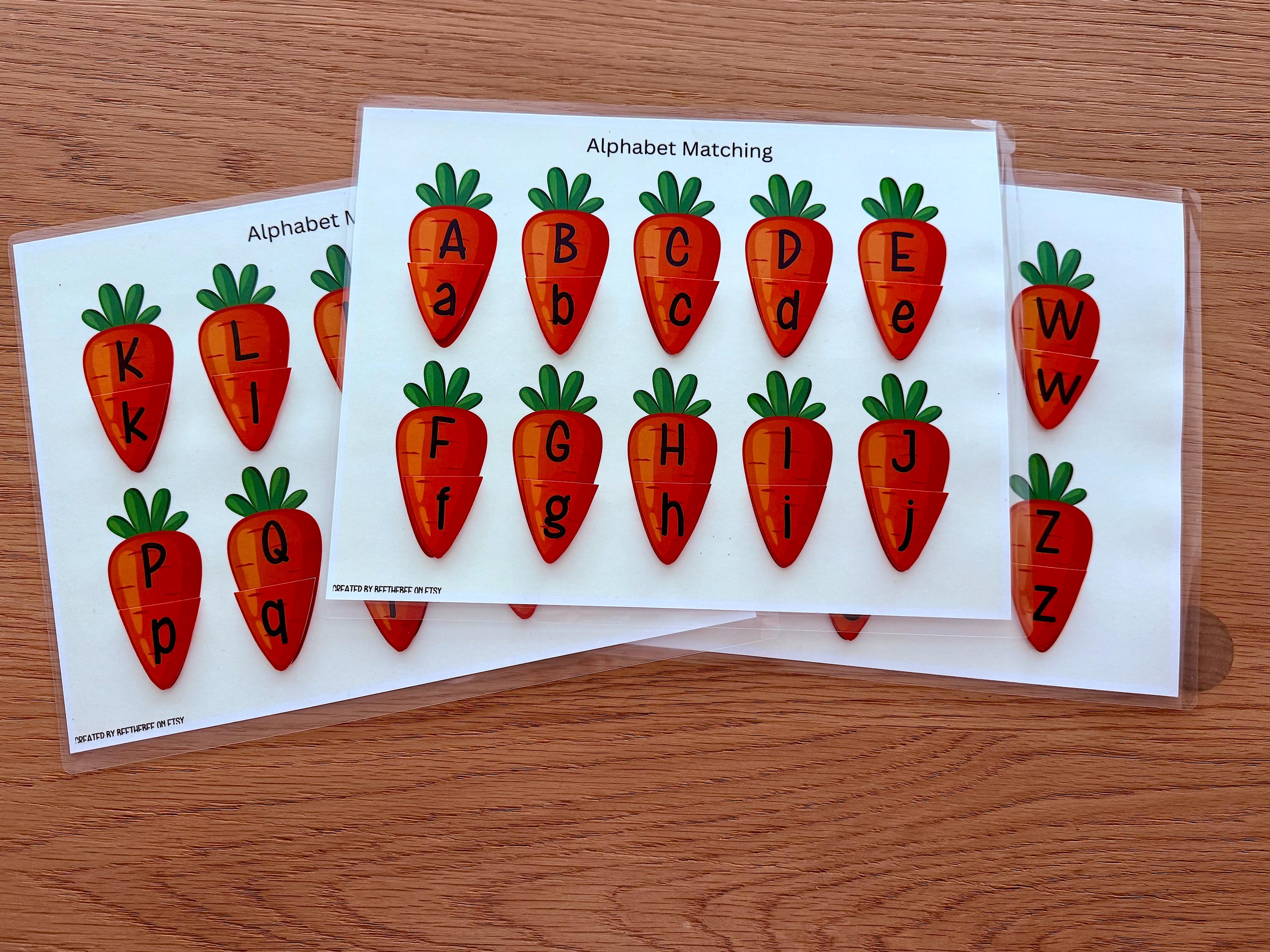 Spring Alphabet Matching | Carrot-themed Uppercase & Lowercase Letter ...