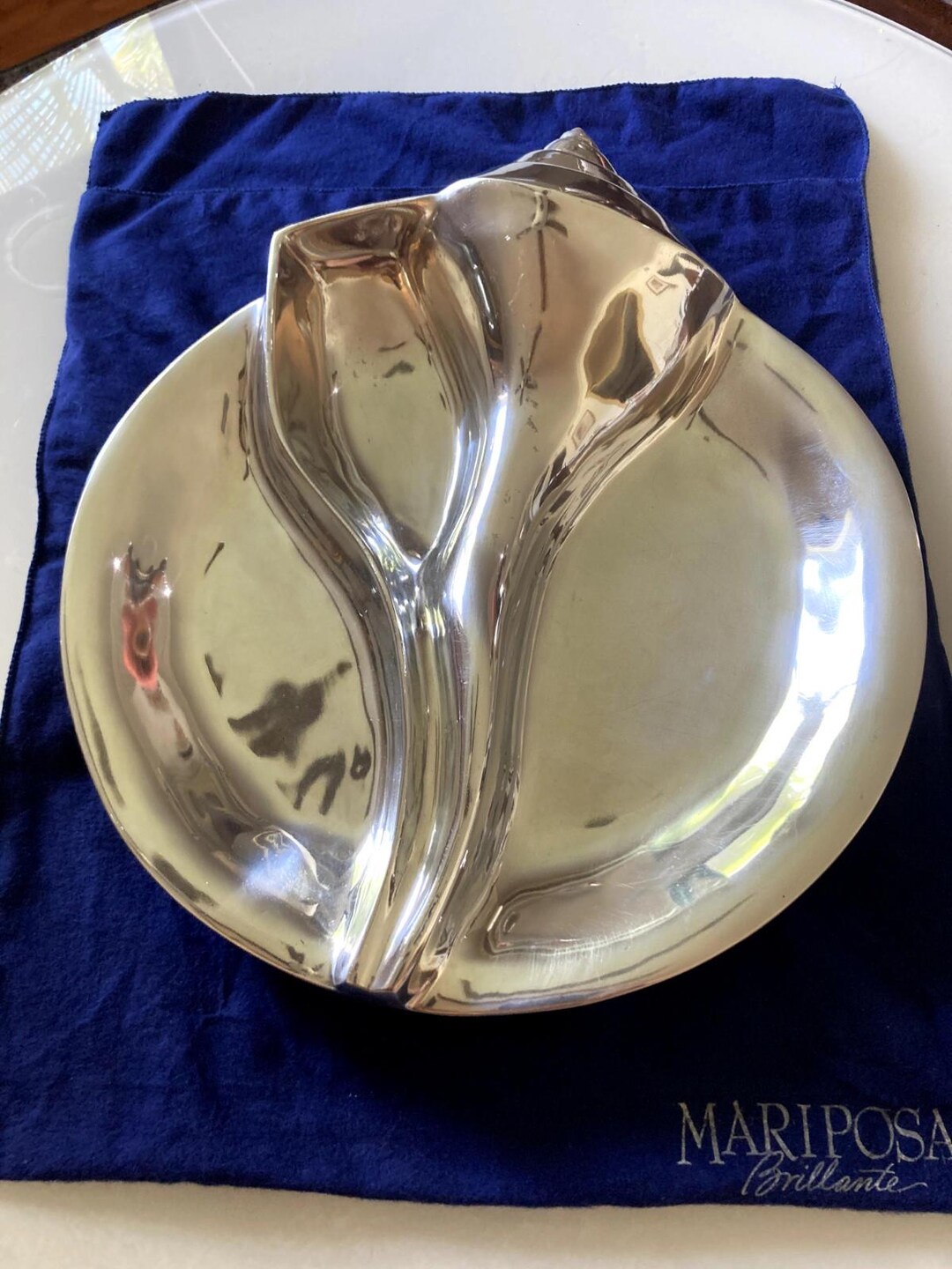 MARIPOSA Shell Themed 3-section Server (round, 12inch Diameter) Hand ...