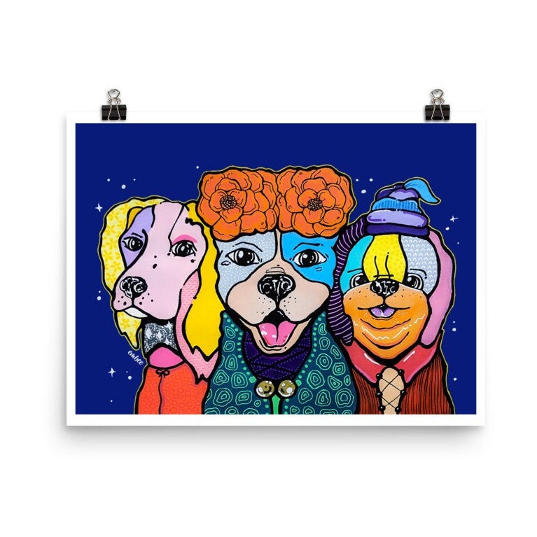 Famous Dogs: Hocus Pocus Halloween Original Pet Portrait - Etsy