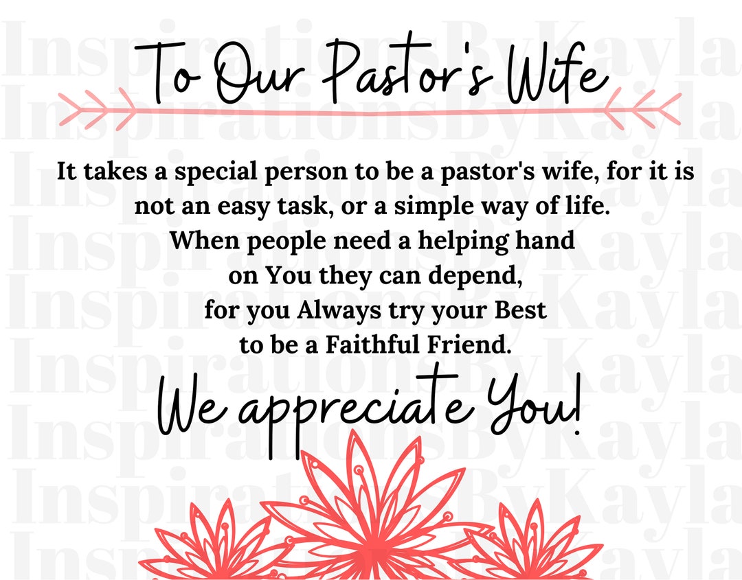 Pastors Wife Appreciation Card Pastor Wife Appreciation Etsy