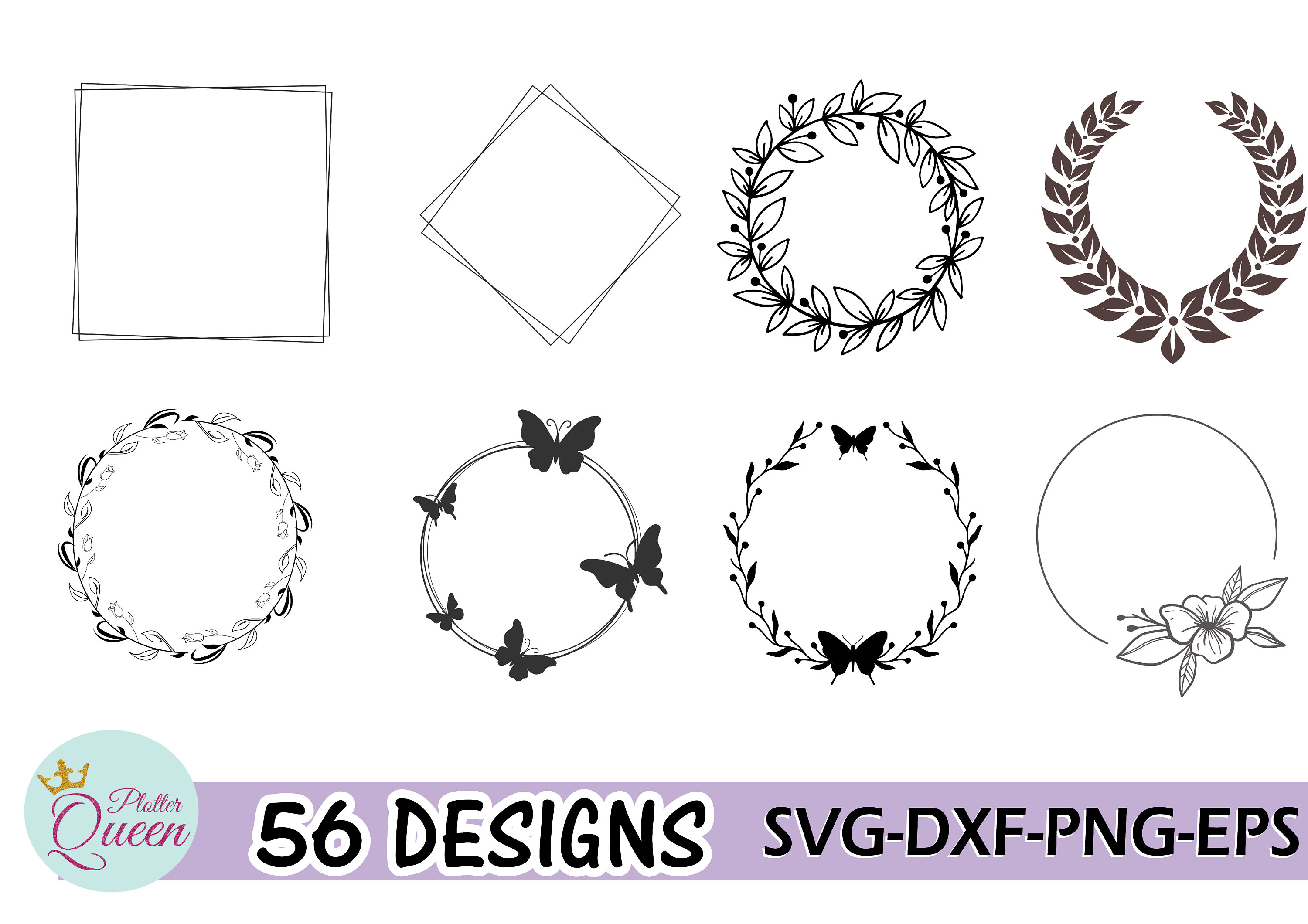 Plotterdatei Kranz Rahmen 56 Wreaths Designs SVG DXF PNG - Etsy.de