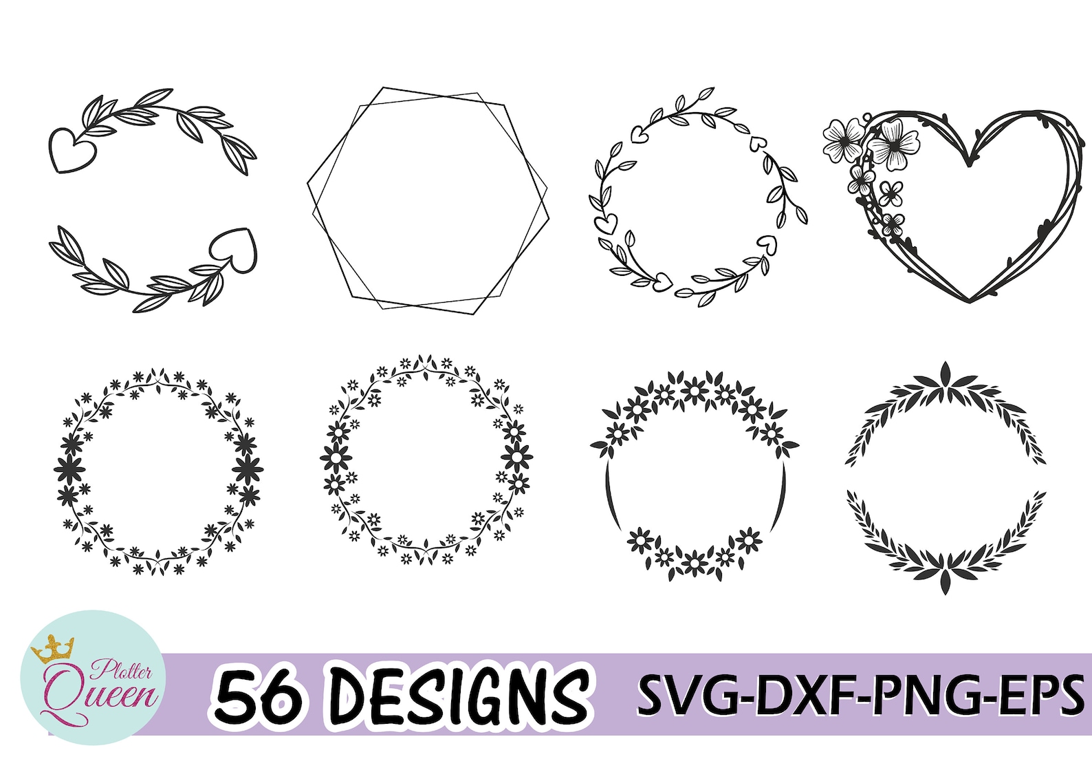 Plotterdatei Kranz Rahmen 56 Wreaths Designs SVG DXF PNG - Etsy.de