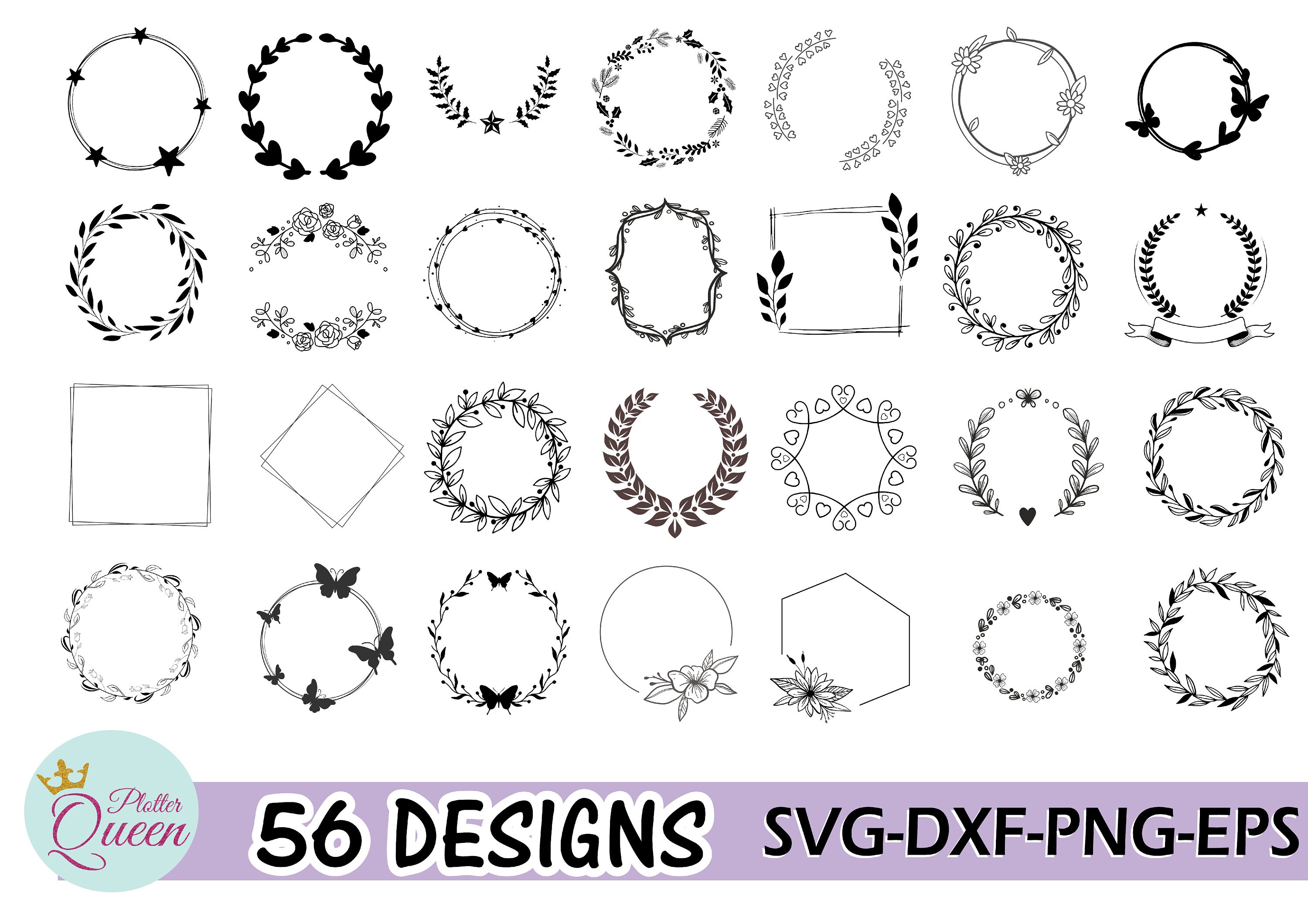 Plotterdatei Kranz Rahmen 56 Wreaths Designs SVG DXF PNG - Etsy.de