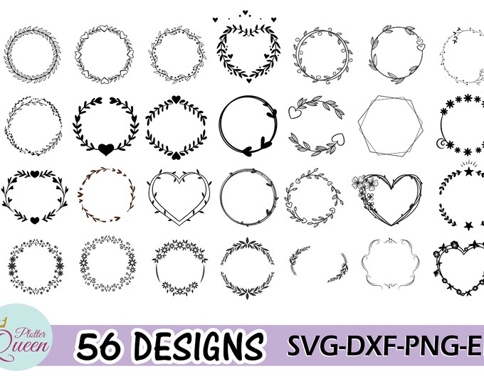 Plotterdatei Kranz Rahmen, 56 Wreaths Designs SVG DXF PNG - Etsy.de