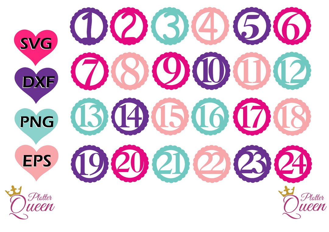 Plotter File Advent Calendar Numbers SVG DXF PNG/ Advent Calendar 24 ...