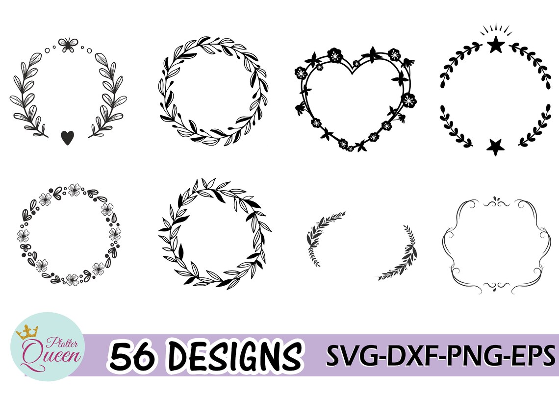 Plotterdatei Kranz Rahmen 56 Wreaths Designs SVG DXF PNG - Etsy.de