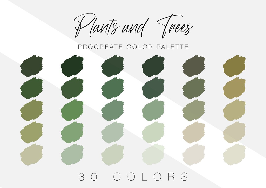 PLANTS and TREES Color Palette, Procreate, Swatches, Ipad, Greenery - Etsy