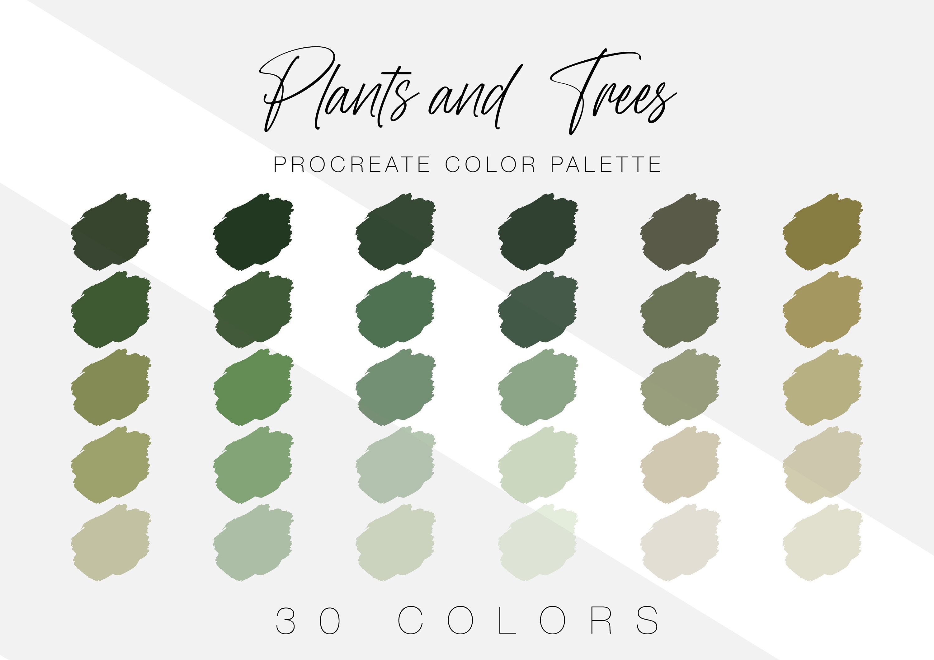 Plants And Trees Color Palette Procreate Swatches Ipad Greenery Etsy De