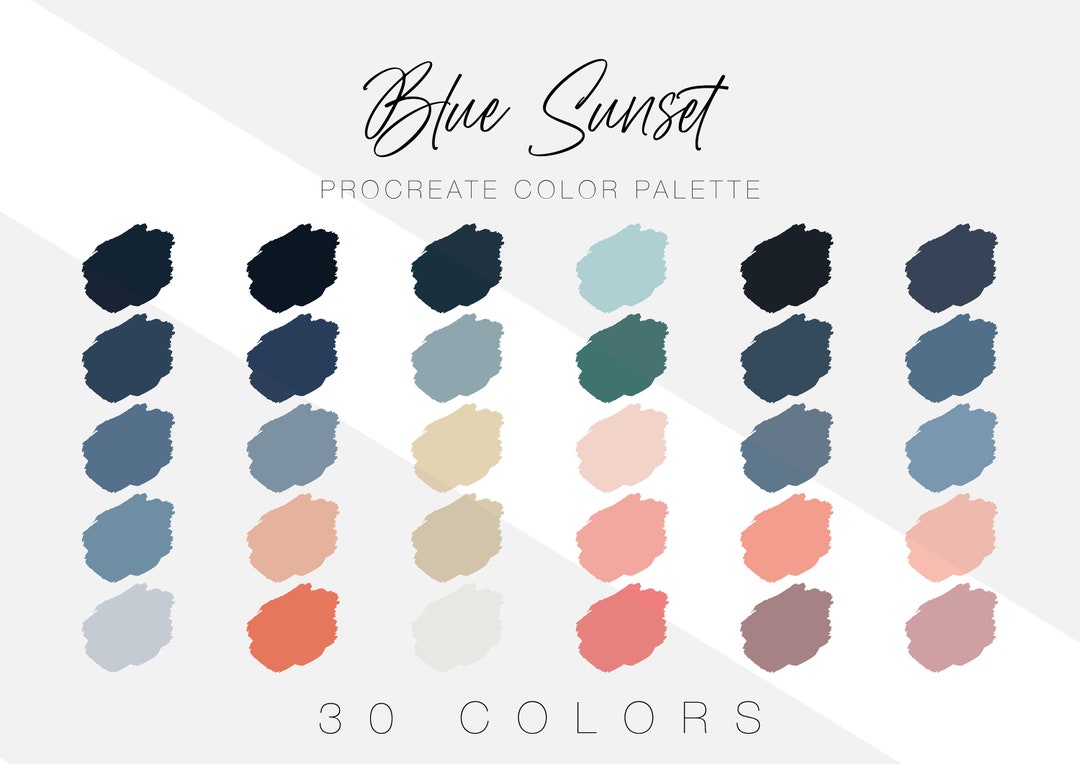 Blue Sunset Color Palette, Procreate, Swatches, Ipad, Greenery - Etsy
