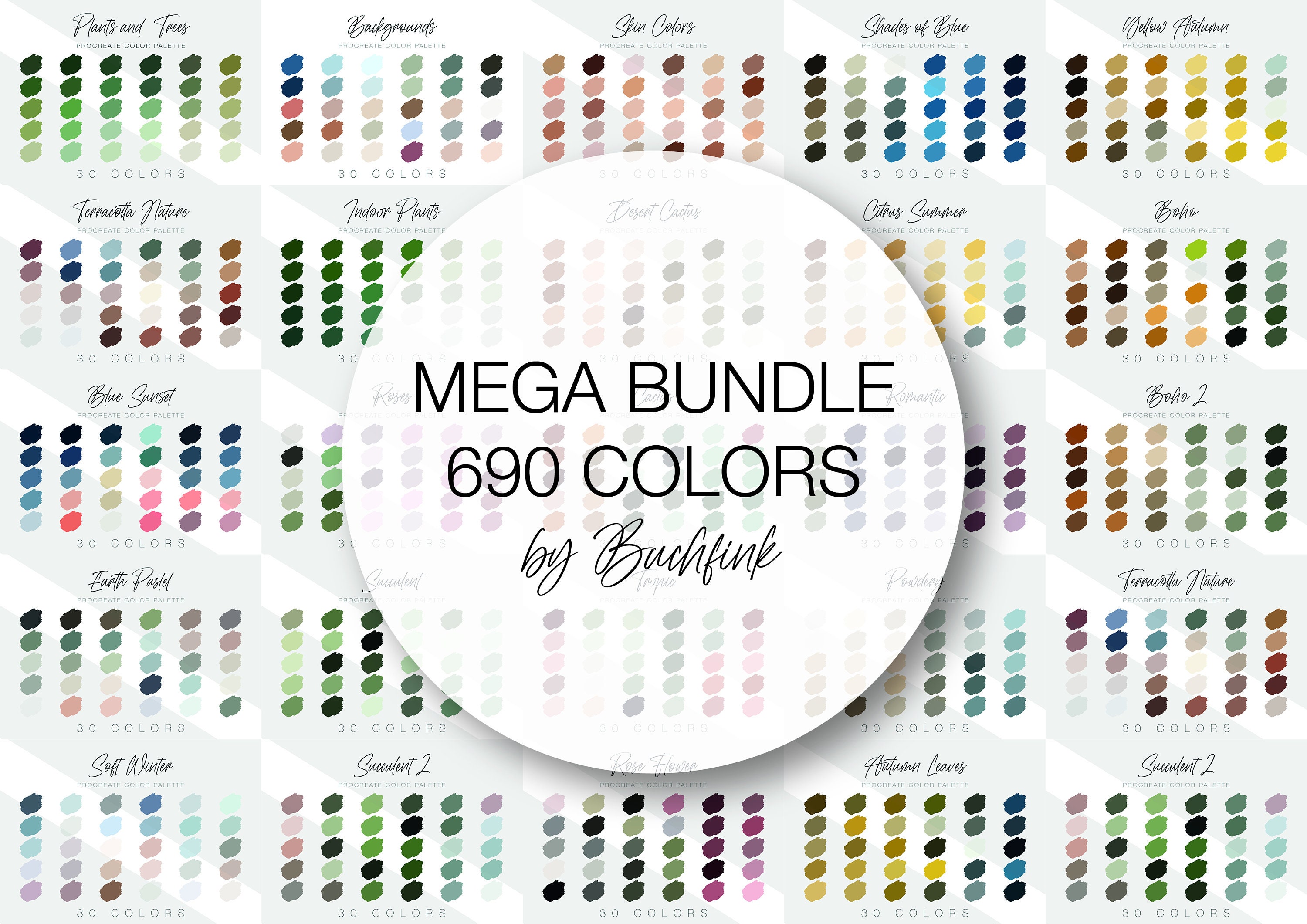 MEGA BUNDLE PACKAGE 690 Color Palette, Procreate, Swatches, Ipad ...