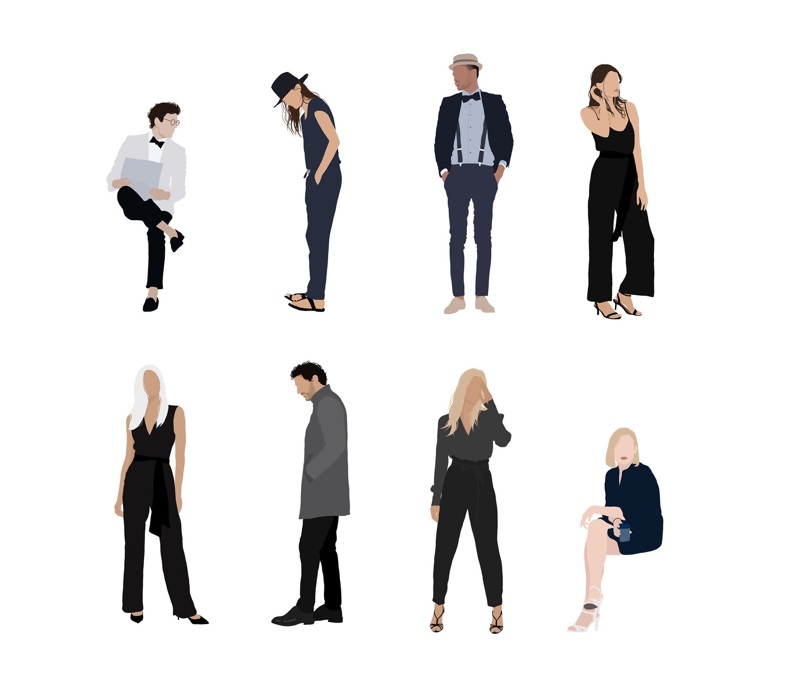 41 People Package Vector Clipart PNG AI Human Person Illustration Woman ...