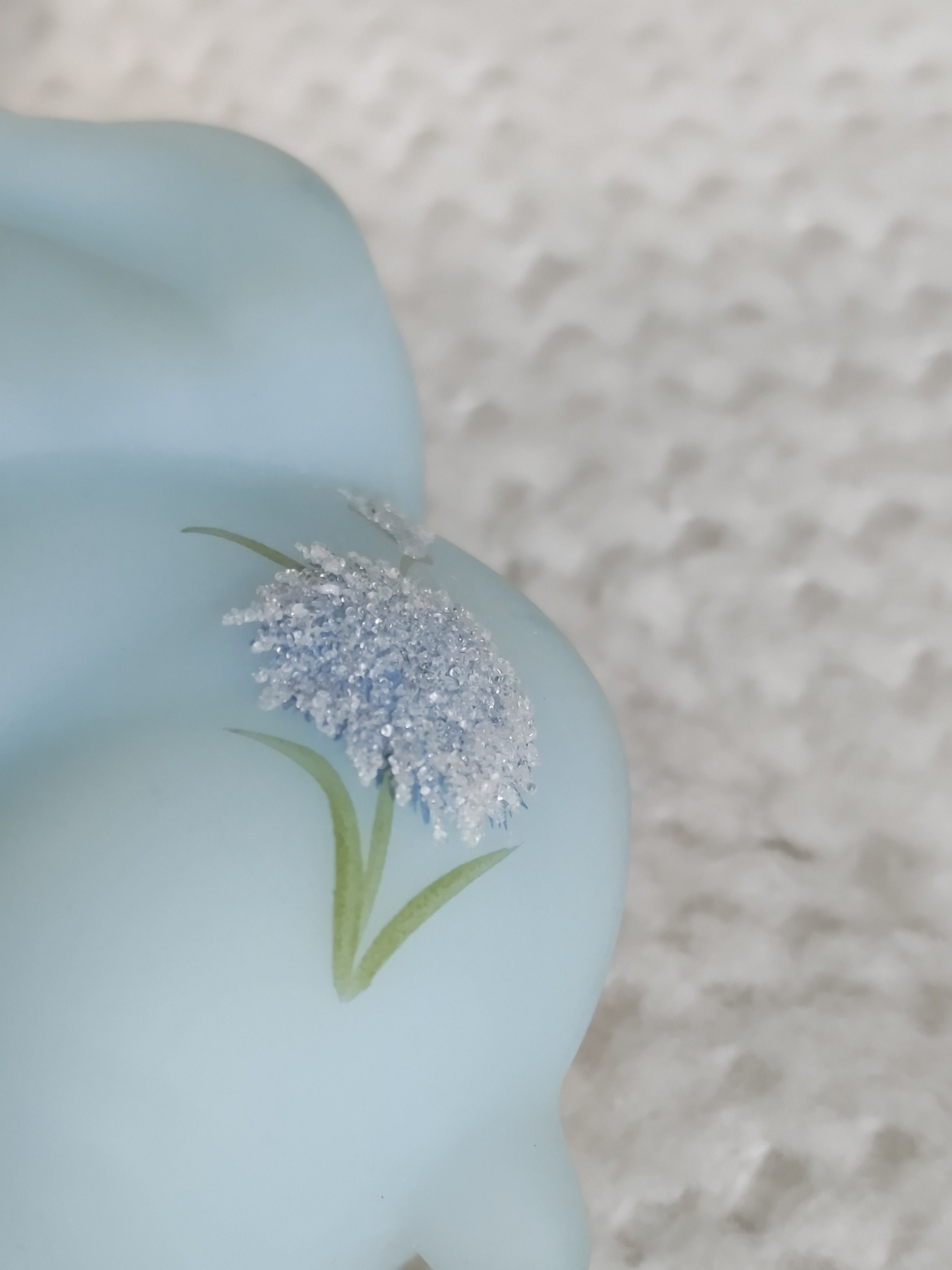 Fenton Blue Satin Glass Elephant Hand Painted Glitter Flower Signed ...