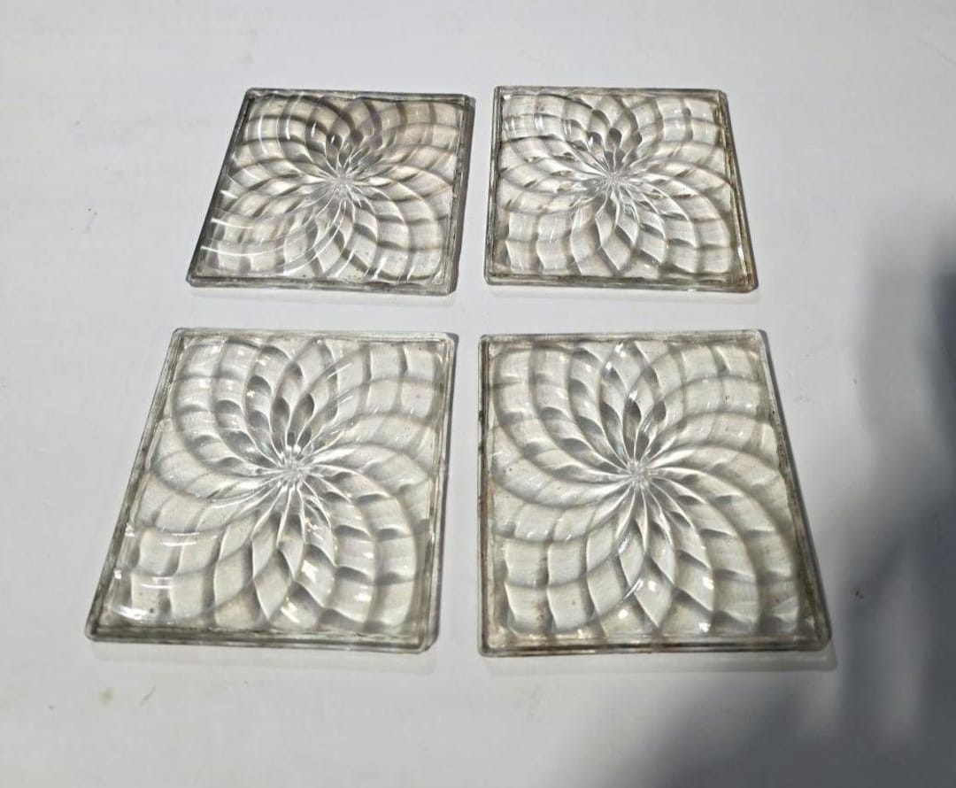 Antique Glass Prism Window Pane Tile Lot of 4,4" Square Diamond ...