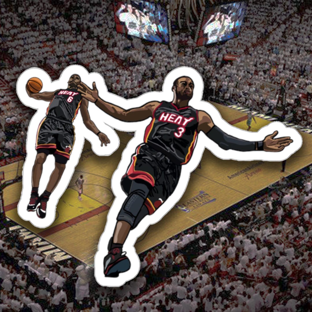 Legendary Lebron James & Dwyane Wade Heat Dunk Photo Inspired Sticker ...