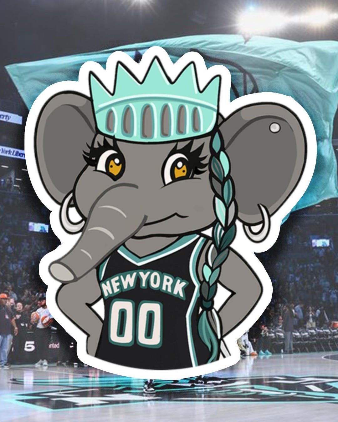 Big Half Body Ellie the Elephant NEW Mascot Inspired Sticker, WNBA Fan ...