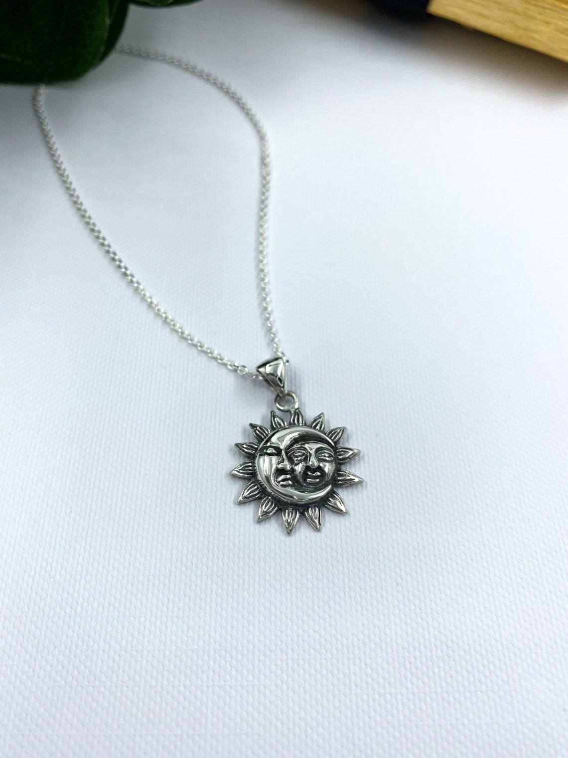 Sterling Silver Sun and Moon Necklace Moon Necklace Sun | Etsy