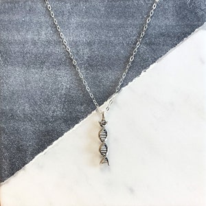 DNA Necklace - Sterling Silver Helix Necklace - Double Helix, Biology ...