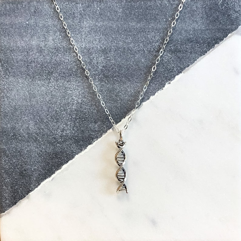 DNA Necklace Sterling Silver Helix Necklace Double Helix - Etsy