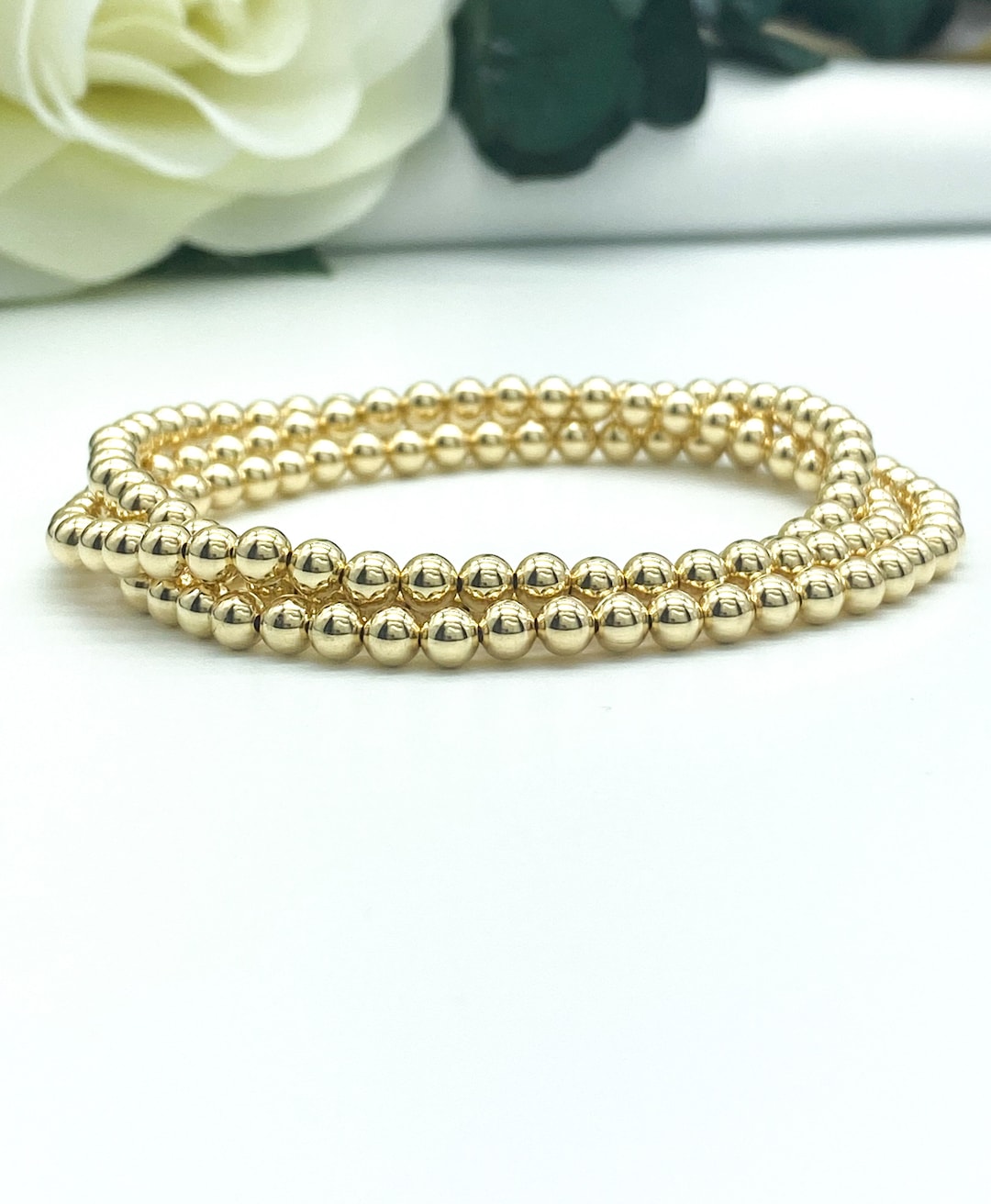 Gold Beaded Stack Bracelet - 14k Gold Filled, Gold Ball Bracelets ...