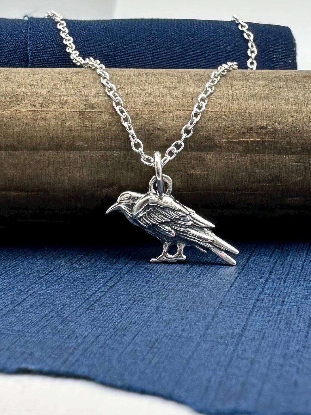 Sterling Silver Raven Necklace Tiny Raven, Messenger Bird, Raven ...