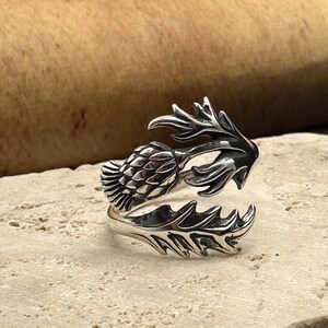 Sterling Silver Thistle Ring - Scottish Thistle Ring, Adjustable Ring ...