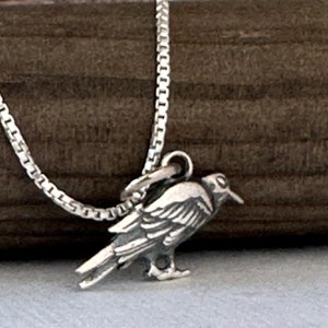 Sterling Silver Raven Necklace - Tiny Raven, Messenger Bird, Raven ...