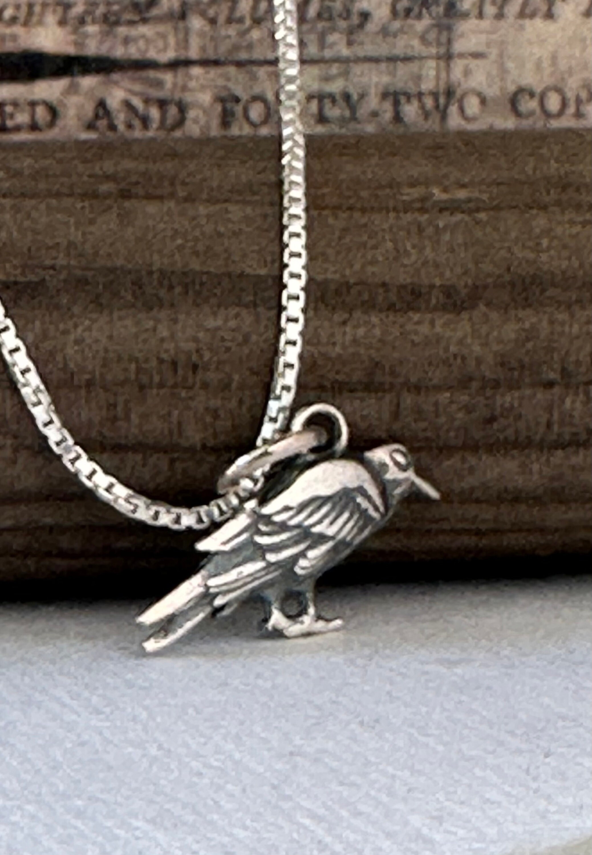 Sterling Silver Raven Necklace - Tiny Raven, Messenger Bird, Raven ...