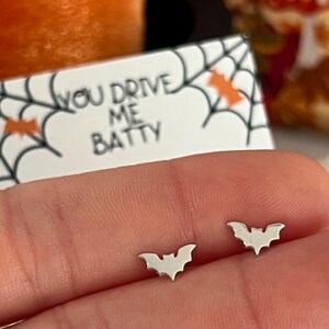 Sterling Silver Bat Earrings - Teeny Tiny Earrings, Wings, Bat Jewelry ...