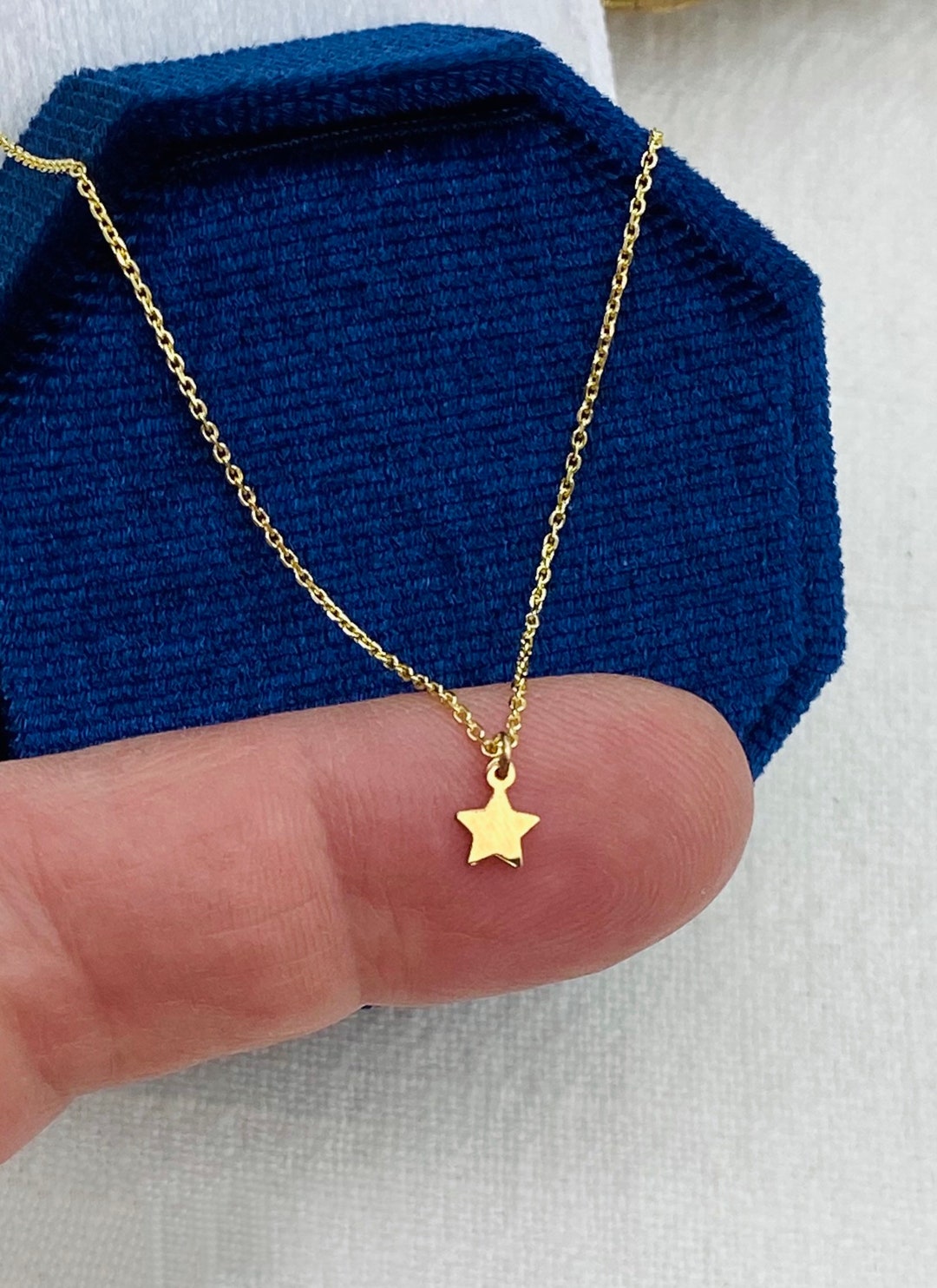Tiny Star Necklace - 14K Gold Star, Solid Gold Tiny Star, Dainty Star ...